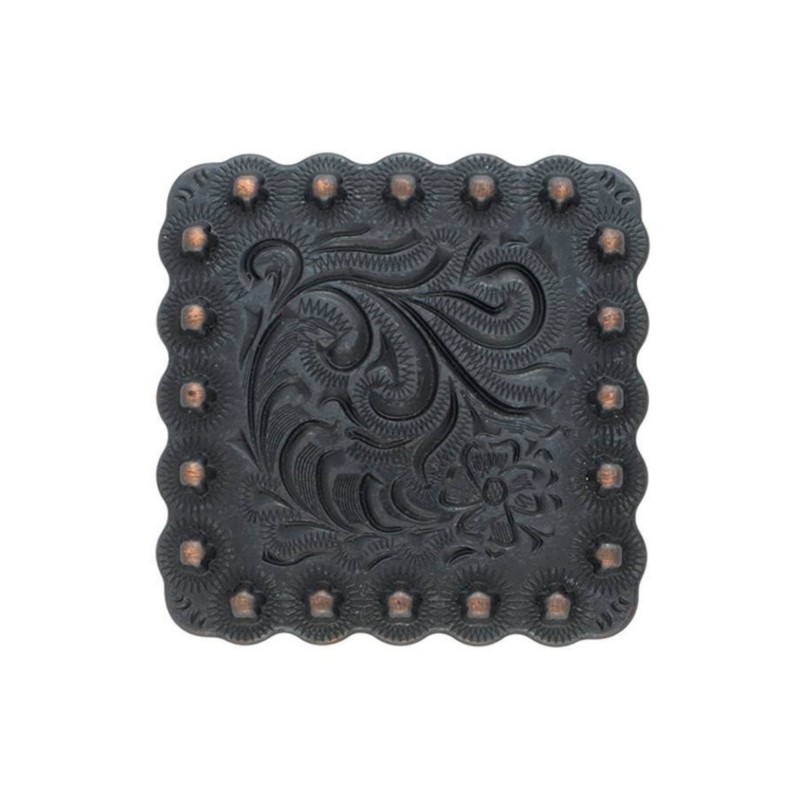 Square Floral Berry Concho black copper w/ chicago screw